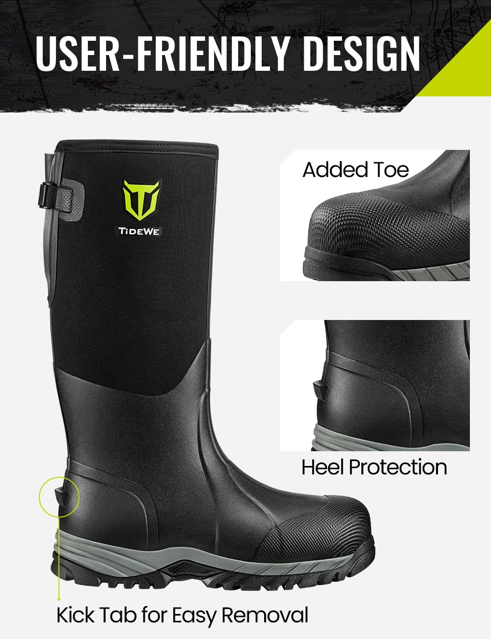 TIDEWE Puncture Proof Work Boots Men (Black, Size 7-13)