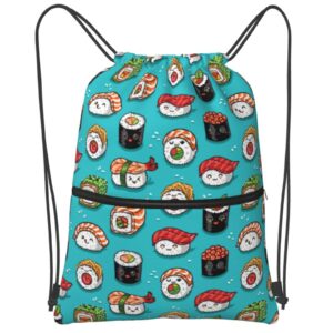 famame funny food sushi drawstring backpack string bag sackpack for gym shopping beach sport yoga