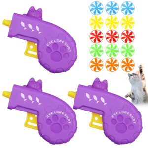 sumind 18 pieces cat fetch tracking interactive toys with 5 colors flying propellers for indoor pet cat kitty training chasing (purple, cat)