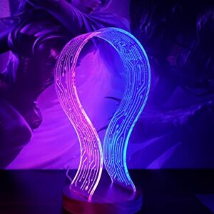 YuanDian Headphone Stand, Walnut Wood Headset Holder with Blue Pink LED Night Light for Gamers, Men, and Music Lovers - Perfect Desk Gift Idea