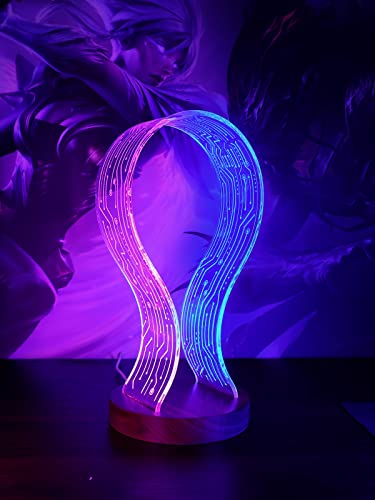 YuanDian Headphone Stand, Walnut Wood Headset Holder with Blue Pink LED Night Light for Gamers, Men, and Music Lovers - Perfect Desk Gift Idea