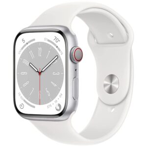 apple watch series 8 (41mm, gps) - silver aluminum case with white sport band (renewed premium)