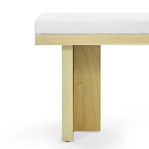 Niccae Padded Bedroom Bench, Made of Sturdy Rubber Wood, Linen Sponge, Perfect for Modern Living Rooms, Bedrooms, and Corridors (beige)