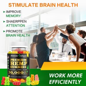 Hemp Gummies Advanced Extra Strength Infused Natural Organic Hemp Oil Extract for Stress Reduction, for Adult Relaxation Vegan Non-GMO Zero ÇBD Oil Low Sugar Made in USA