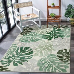 wonnitar monstera 3x5 washable rug,sage green leaf area rugs for bedroom,non-slip living room throw rug entry mat,low pile faux wool indoor carpet for kitchen bathroom office