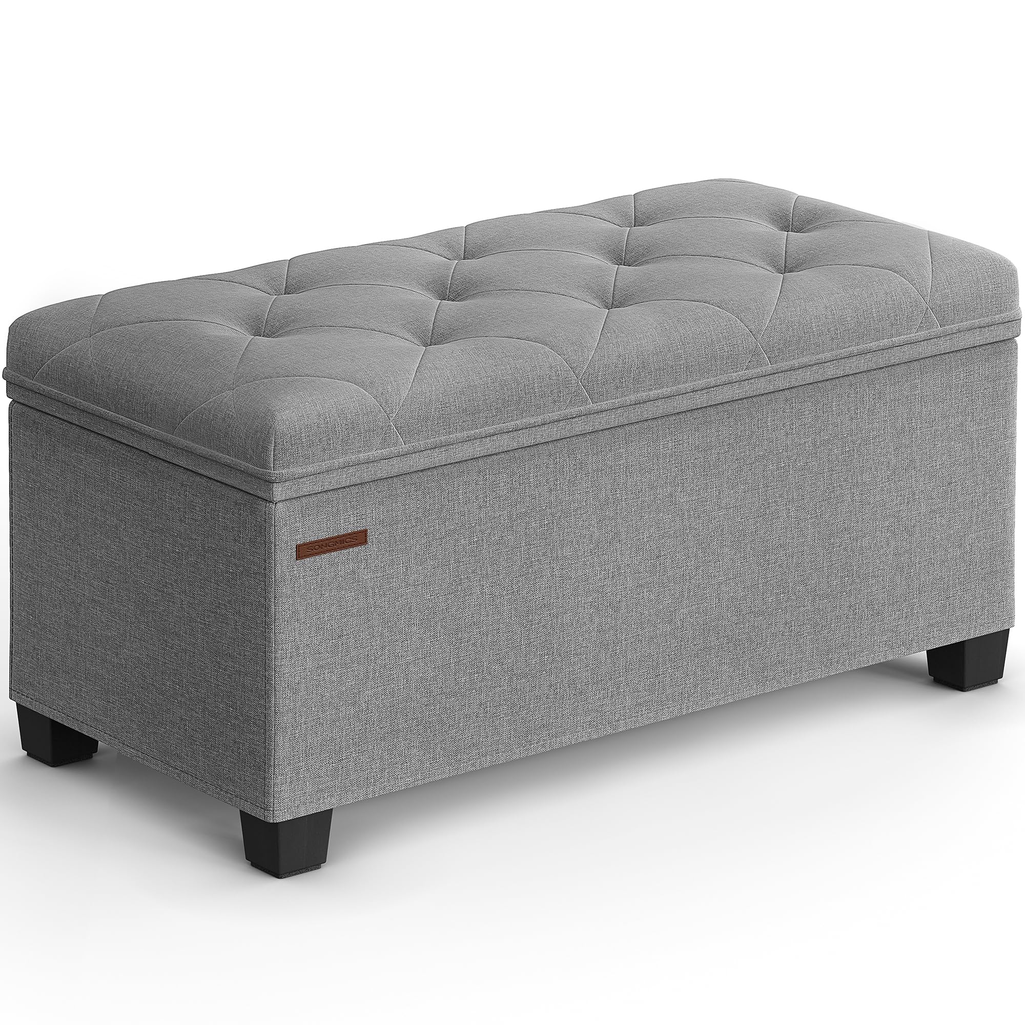 SONGMICS Storage Ottoman Bench, Bench with Storage, for Entryway, Bedroom, Living Room, Light Gray ULSF068G02