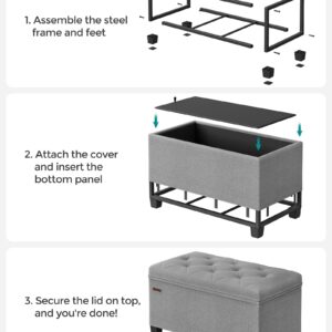 SONGMICS Storage Ottoman Bench, Bench with Storage, for Entryway, Bedroom, Living Room, Light Gray ULSF068G02