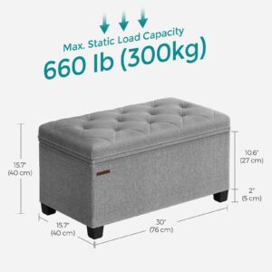 SONGMICS Storage Ottoman Bench, Bench with Storage, for Entryway, Bedroom, Living Room, Light Gray ULSF068G02