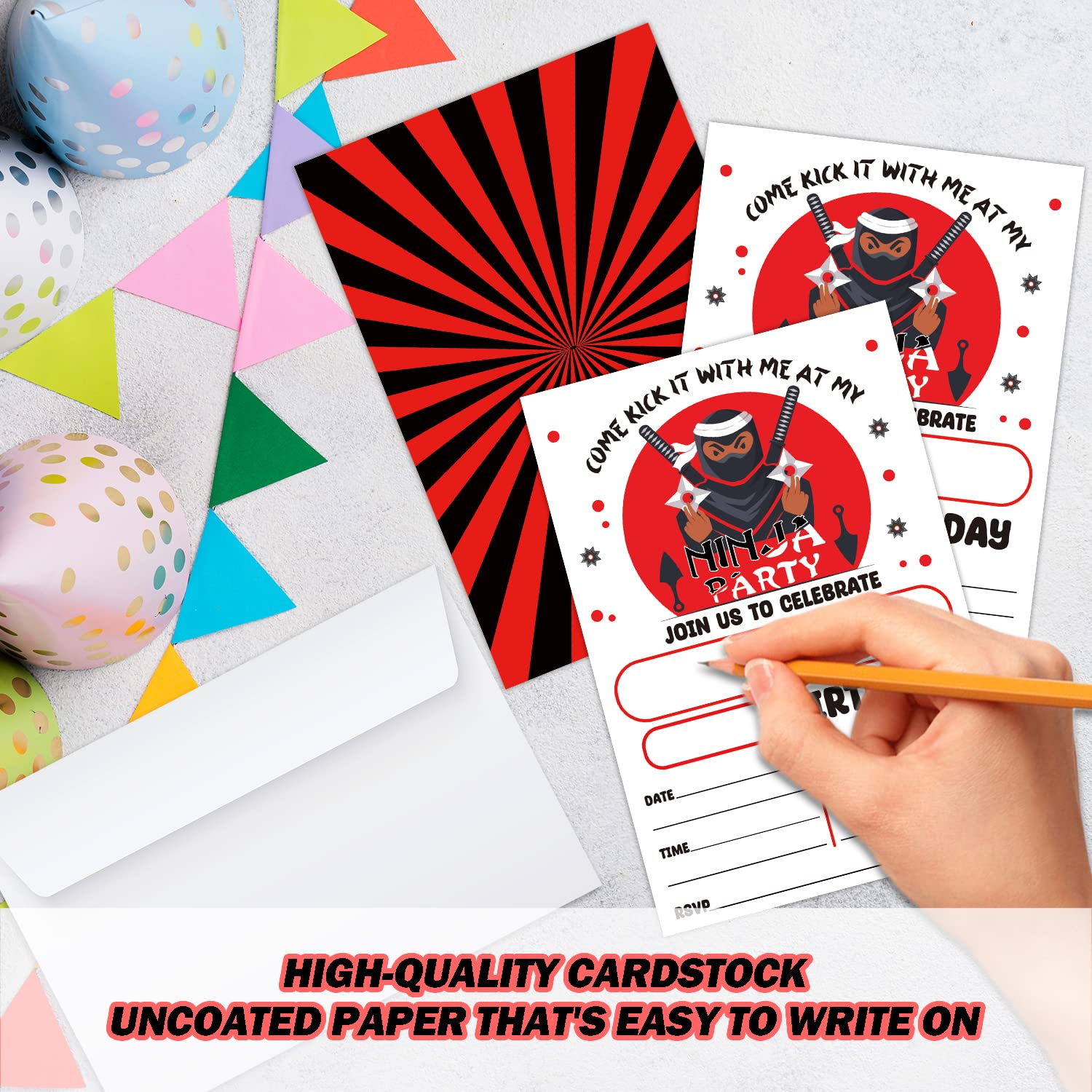 haipino Karate Ninjas Birthday Invitations, Ninja Birthday Party Invitation Cards for Kids Girls Boys Adults, Ninja Birthday Party Decorations -(20 Sets 4" x 6" Cards with Envelopes) - JY551