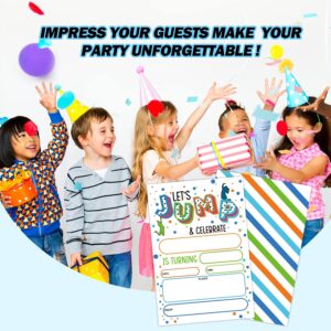 Jump Trampoline Party Birthday Invitations, Bounce House Party Invitations for Boys Girls Kids, Jumping Party Invitations, Jump Party Invites (20 Sets 4" x 6" Cards with Envelopes) - JY552