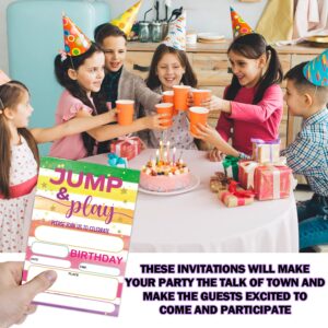 Jump Trampoline Party Birthday Invitations, Bounce House Party Invitations for Boys Girls Kids, Jumping Party Invitations, Jump Party Invites (20 Sets 4" x 6" Cards with Envelopes) - JY564