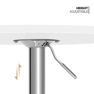 MoNiBloom Bistro Pub Table Round Bar 27.5"- 36" Height-Adjustable Cocktail Table for Dining Room Home Kitchen Patio Bistro, 23.5 Inch Table Top, White