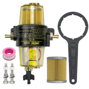 coimoviol uf-10k fuel filter water separator assembly compatible with marine outboard motor mercury yamaha suzuki tohastsu outboard engine, universal filter with wrench and extra filter element