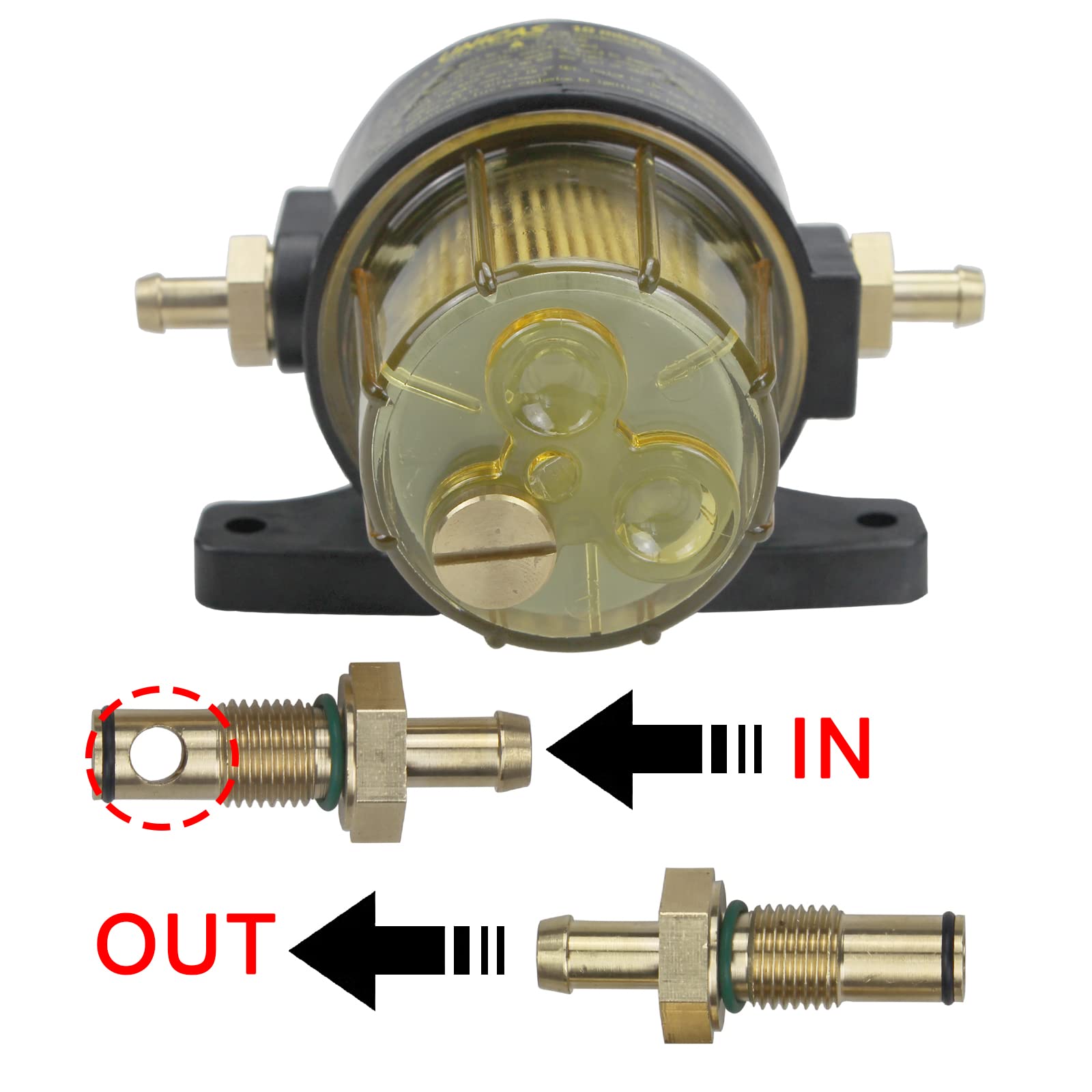 Coimoviol UF-10K Fuel Filter Water Separator Assembly Compatible with Marine Outboard Motor Mercury Yamaha Suzuki Tohastsu Outboard Engine, Universal Filter with Wrench and Extra Filter Element