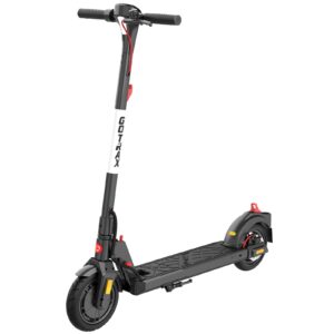 gotrax apex max electric scooter, 8.5" pneumatic tires, max 19 mile and 18mph 350w motor with rear single shock, bright headlight and taillight and cruise control, foldable escooter for adult