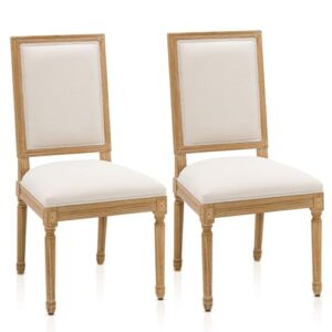 furniliving french country dining chairs set of 2, upholstered dining room chairs with back farmhouse kitchen chairs for living room, kitchen, restaurant (beige-square)