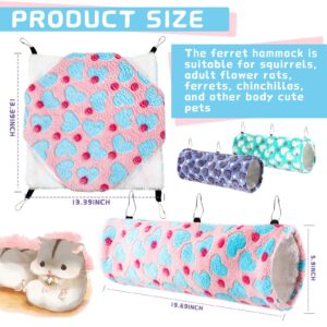 Sweetude 6 Pcs Rat Hammocks Set Ferret Hanging Tunnel Sugar Glider Toy PET Hideout Bed for Cage Small Animal Guinea Pig Hideout Tunnel Bed Hamster Toy Accessories for Rat Ferret Guinea Pig(Lovely)