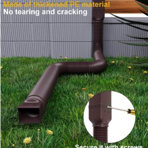 Ogutter Rain Gutter Downspout Extensions, Downspout Extender for Rainwater Drainage Flexible, Down Spout Drain Extension Pipe and Extendable from 21 to 66 Inches (2 Pack, Brown)