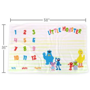 LOGOVISION Sesame Street Baby Milestone Blanket, 36"x58" Little Monster on The Street, Unisex for Baby Boy and Girl