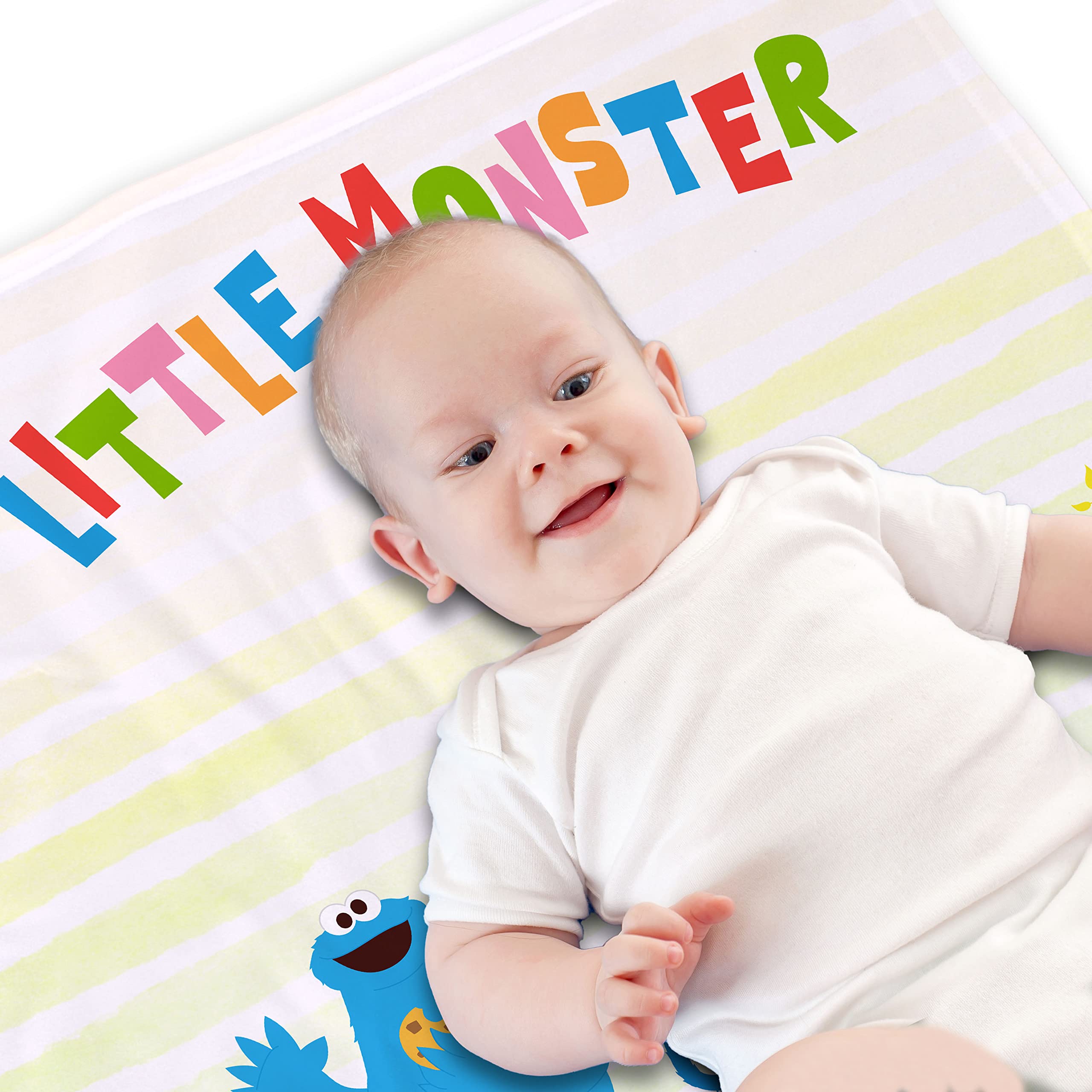 LOGOVISION Sesame Street Baby Milestone Blanket, 36"x58" Little Monster on The Street, Unisex for Baby Boy and Girl