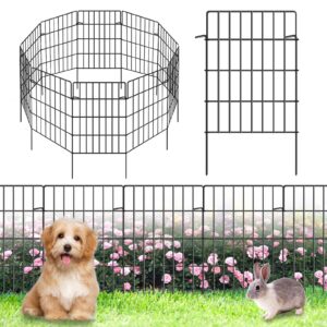 10 pack garden fence animal barrier fencing 1.44 inch spacing total 10.8ft (l) x 24in (h) rustproof metal wire yard blocker dog fences border for outdoor flower bed landscape fencing decor black