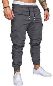 gm mgboygym mens fashion joggers sports pants - cotton cargo pants sweatpants trousers mens long pants dark grey-s