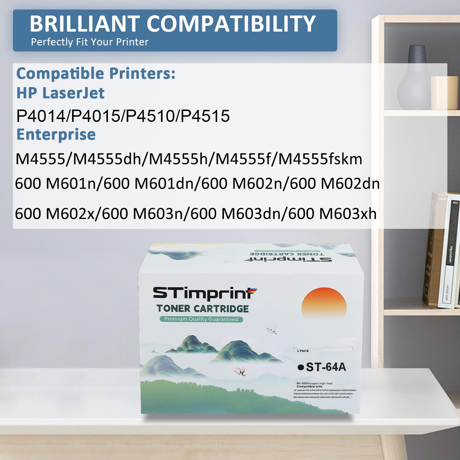 STimprint Compatible Toner Cartridge Replacement for 64A CC364A Work with Laser-Jet P4014N P4014DN P4015N P4015X P4015DN P4515N P4515X P4014 P4015 P4515 Printer（Black, 1-Pack）