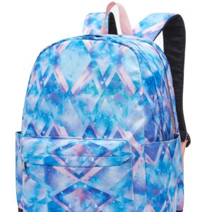 BLUEFAIRY Middle School Backpacks for Girls Teens Ages 8-10 Galaxy Backpack High School Bags Padded Straps Large Book Bag Bookbag for Teenagers Blue 17"