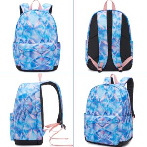 BLUEFAIRY Middle School Backpacks for Girls Teens Ages 8-10 Galaxy Backpack High School Bags Padded Straps Large Book Bag Bookbag for Teenagers Blue 17"