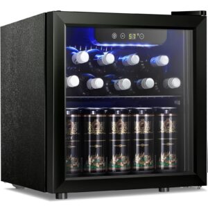 antarctic star 12 bottle 48 can beverage refrigerator cooler - mini fridge glass door for beer soda drinks or wine,freestanding beverage fridge for home and bar with adjustable shelving, 1.3 cu. ft.