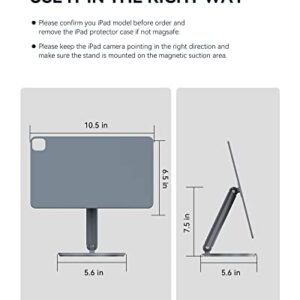 LULULOOK Magnetic iPad Stand for iPad Air 13-inch M2 (2024), 360° Rotating Aluminum Alloy Tablet Stand for Desk Foldable iPad Holder for iPad Pro 12.9'' 6th/5th/4th/3rd