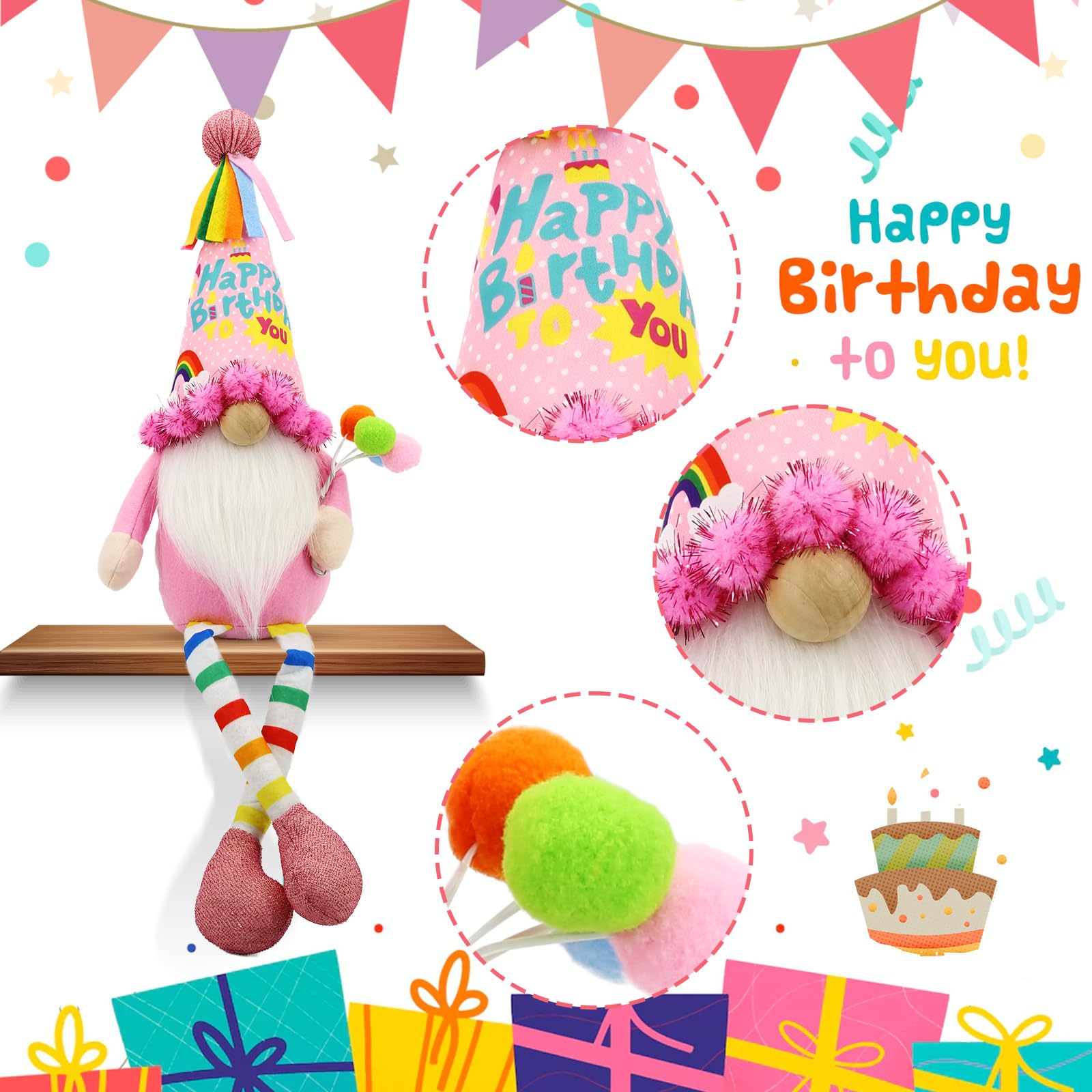 Happy Birthday Gifts for Women, Funny Happy Birthday Gnomes Gifts for Women Best Friends Mom Mother Wife Grandma Daughter Her Girl Sister Happy Birthday Gift Ideas Birthday Decor Birthday Decorations