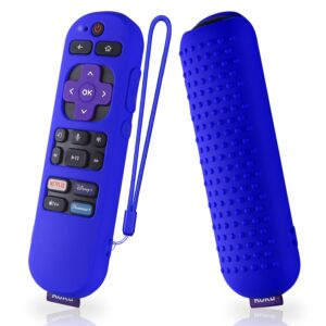 silicone case for roku express 4k+ voice remote rca1r, roku voice remote cover rc-gz1 roku streaming stick 4k silicone sleeve with lanyard(blue)