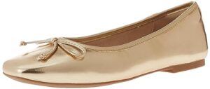 the drop women's pepper ballet flat with bow, gold, 5