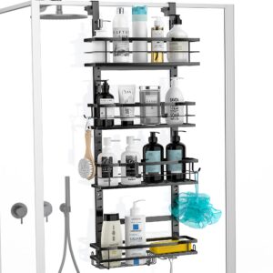 moforoco over the door shower caddy, hanging shower organizer storage, 4-tier black over the door pantry organizer for inside shower, home & kitchen organization