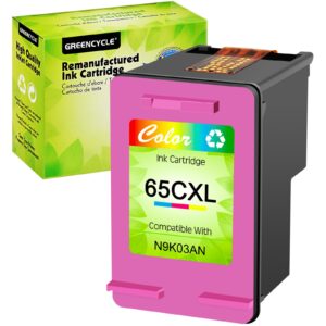 greencycle 1 pack 65xl remanufactured ink cartridge replacement for hp 65 xl high yield tri-color cartridge use with envy 5055 5052 5010 5012 deskjet 3755 2652 3720 3752 2622 2624 2655 3722 2600