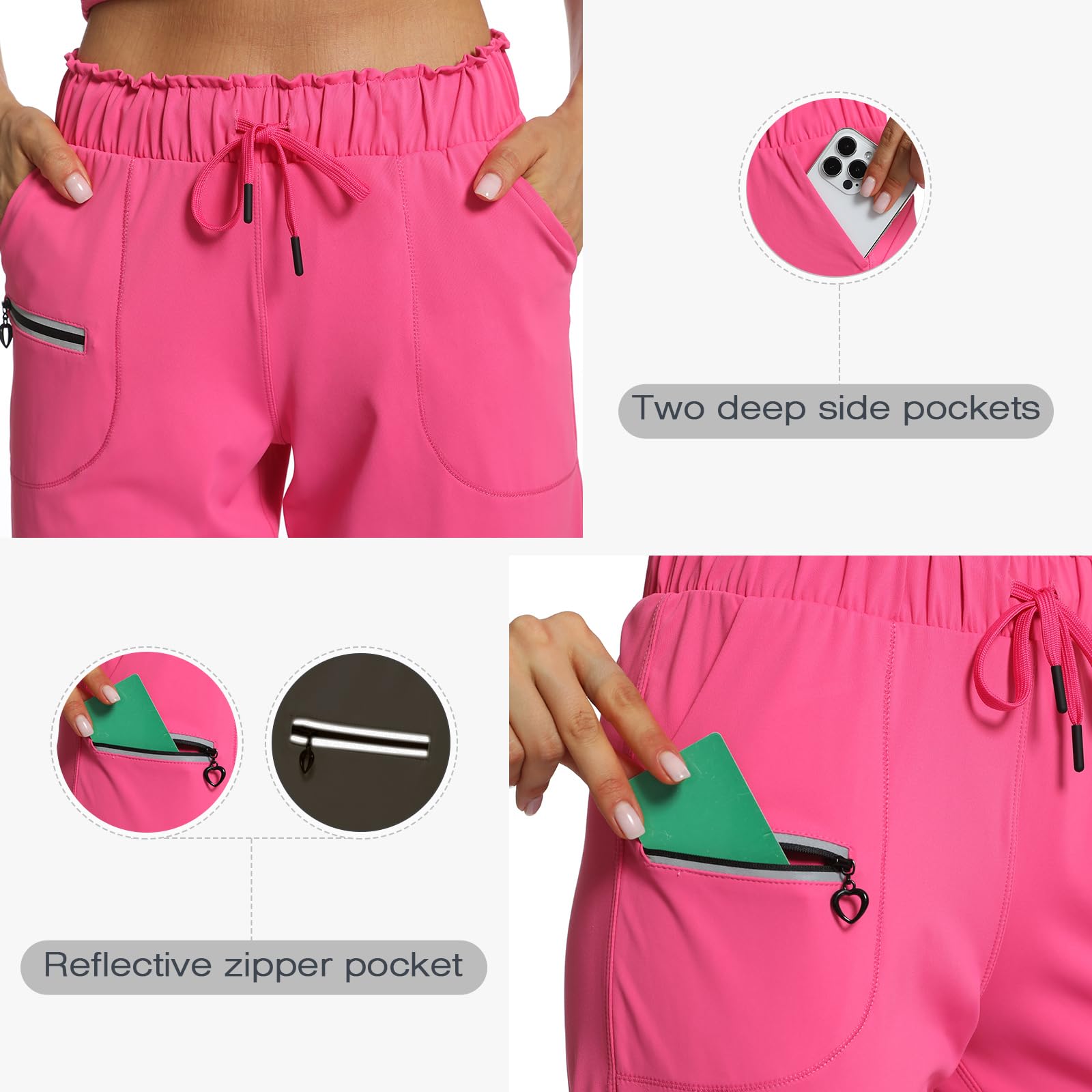 Haowind Joggers for Women with Pockets Elastic Waist Workout Sport Gym Pants Comfy Lounge Yoga Running Pants(Hot Pink XL)