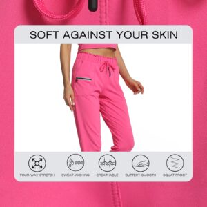 Haowind Joggers for Women with Pockets Elastic Waist Workout Sport Gym Pants Comfy Lounge Yoga Running Pants(Hot Pink XL)