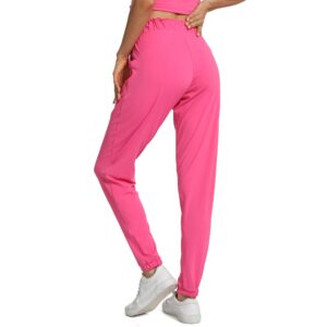 Haowind Joggers for Women with Pockets Elastic Waist Workout Sport Gym Pants Comfy Lounge Yoga Running Pants(Hot Pink XL)