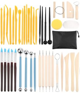 wuliyobo clay tools kit, 42 pcs polymer clay tools with a storage bag for pottery artists,pottery tools double sided carving tools sculpting tools.