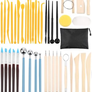 WuliYobo Clay Tools Kit, 42 PCS Polymer Clay Tools with a Storage Bag for Pottery Artists,Pottery Tools Double Sided Carving Tools Sculpting Tools.