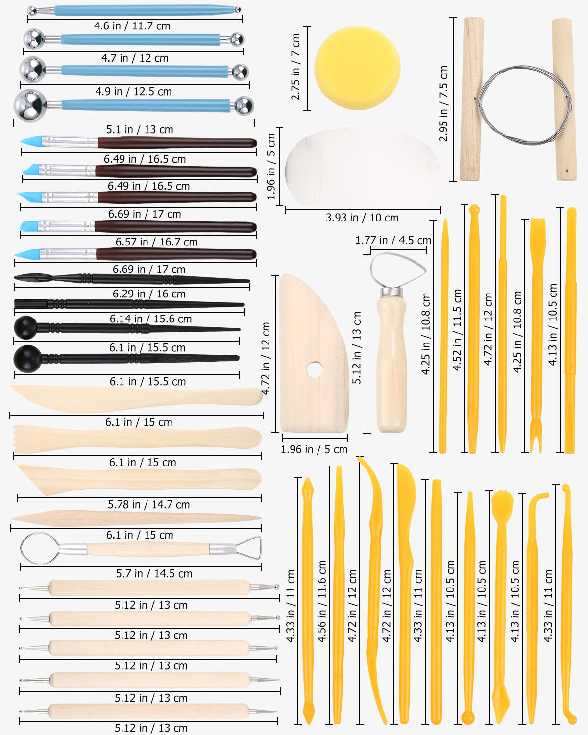 WuliYobo Clay Tools Kit, 42 PCS Polymer Clay Tools with a Storage Bag for Pottery Artists,Pottery Tools Double Sided Carving Tools Sculpting Tools.