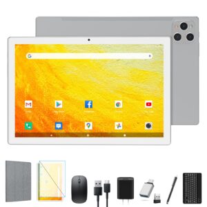 tablet 2024 newest android 12 tablet 128gb + 16gb (8+8 expand) large storage, 2 in 1 tablet with keyboard, octa-core processor, tablet 10 inch screen, 5g wifi tablet bluetooth/mouse/case/13mp camera