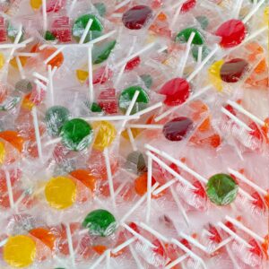 mayfair lolly pops assorted lollipops fruit flavor suckers – individually wrapped 5 fruity flavors hard candy - 4 pound bulk candy pack