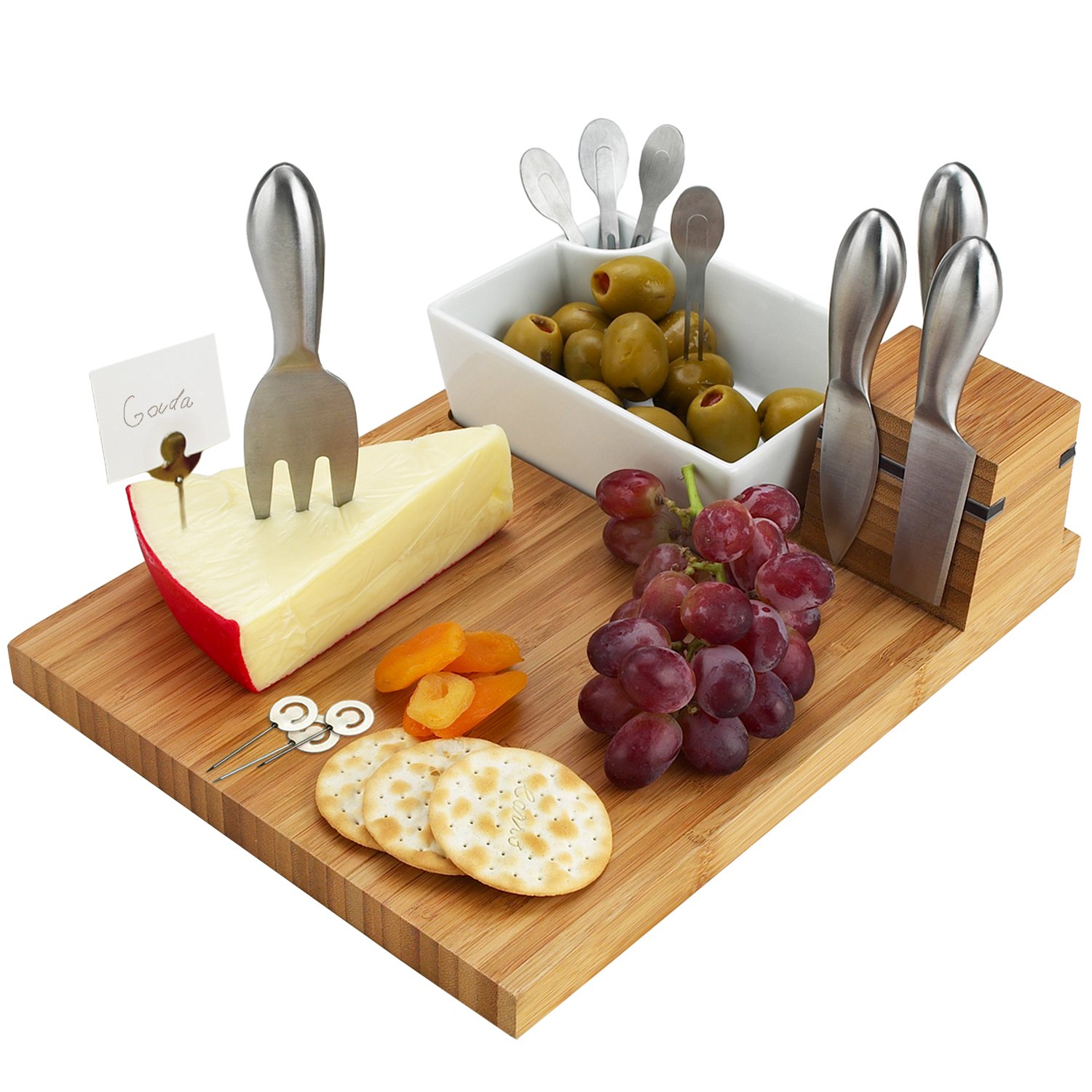 Picnic at Ascot NCAA Penn State Nittany Lions Officially Licensed Bamboo Cheese/Charcuterie Board with knife Set & cheese Markers