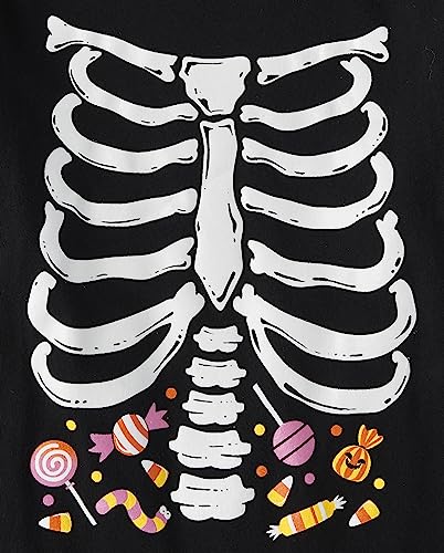 The Children's Place Girls' All Holidays Long Sleeve Graphic T-Shirts, Halloween Skeleton Candy-Glow, Medium