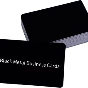 Kussiny, 100 Pack Black Metal Business Cards Blank Engraved Name Card Sublimation Aluminum