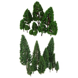 BESPORTBLE 22PCS Mini Model Trees Model Train Scenery Mixed Miniature Trees Bushes Model Trees Architecture Green Tree Model for Micro Landscape DIY Craft Home Decoration