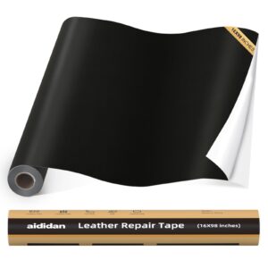 aididan leather repair patch,leather repair tape,black 98×16 inch furniture self adhesive leather couch patch vinyl repair kit for sofas,handbags,car seats,office seats,leather goods trim tape.