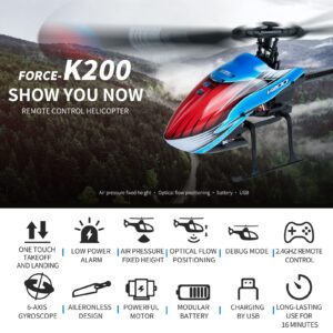 Goolsky WLtoys XK K200 RC Helicopter for Adults, 2.4GHz 4 Channel Remote Control Helicopter, Easy to Fly RC Aircraft with 6-Axis Gyro, Altitude Hold, Optical Flow Positioning, One Key Take Off/Landing